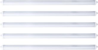 ETC Shop Wannenleuchte LED Feuchtraumlampe wei&szlig; Werkstattleuchte Industrie IP65, Kunststoff, 1x LED 48W 5760lm 4000K neutralwei&szlig;, LxBxH 150x6,5x5,8 cm, 5er Set