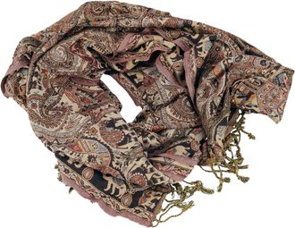 Guru Shop Indischer Pashmina Schal, Schultertuch, Boho Stola mit Paisley Muster - Braun/bunt, Herren/Damen, Synthetisch