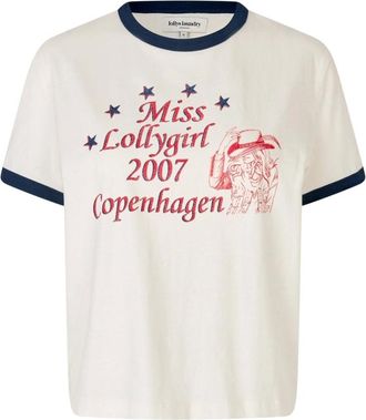 Lollys Laundry Femme, Tops, Blanc, Taille: 38 FR Tee-shirt en Coton Blanc Style