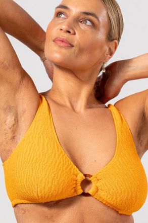Understatement Damen vegan Bikinioberteil Ring Scoop Aprikosengelb