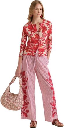 Maliparmi Maliparmi, Femme, Pantalons, Rouge, Taille: 36 FR Pantalon &agrave; Fleurs Ray&eacute;