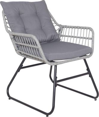 SVITA Capri ensemble de meubles de balcon ensemble de sièges dextérieur en polyrotin 4 pièces Salon de jardin gris clair/gris foncé - Svita