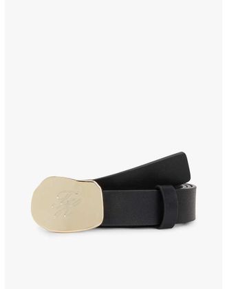 Tommy Hilfiger Ceinture en cuir avec boucle et plaque abstraite &agrave; logo - Noir