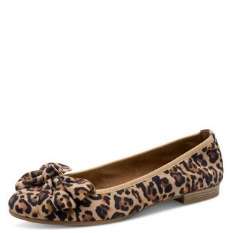 Tamaris Ballerina TAMARIS, Damen, Gr. 37, leoprint, Ziegenveloursleder, Schuhe Ballerina, Blockabsatz, Businessschuh, Schlupfschuh hat eine schmale Form