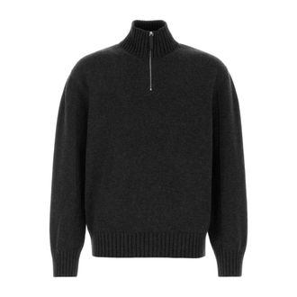 Ferragamo Homme, Pulls, Noir, Taille: L Pull en mélange de cachemire ardoise