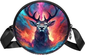 Generic Petit sac à bandoulière circulaire pour femme, sac à bandoulière coloré avec fermeture éclair, bretelles réglables, sac à main rond décontracté pour f