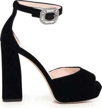Roger Vivier Femme, Chaussures, Noir, Taille: 40 EU Sandales &agrave; plateforme en velours