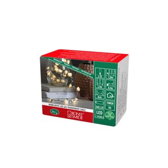 Konstsmide LED Lichterkette mit silbernen Metalldekobl&auml;ttern, 6h Timer, Silber, batteriebetrieben, Innen, 25 warm wei&szlig;e Dioden, transparentes Kabel - 3212-303