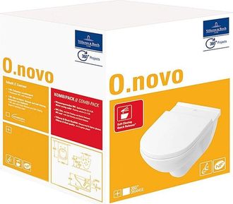 Villeroy & Boch O.novo - Wand-WC Set mit Sitz, 360x560 mm, Combi-Pack, CeramicPlus 5660H1R1 - Villeroy&boch