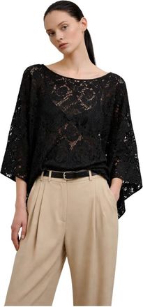 Liviana Conti Femme, Blouses et Chemises, Noir, Taille: 40 FR Haut en Coton &agrave; OEillets et Col Ras du Cou