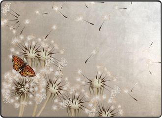 Alaza Teppich, Pusteblumen-Schmetterling, weicher Polyester, großer Teppich, rutschfeste Badematten, moderne Innenmatten für Wohnzimmer, Schlafzimmer, Heimd