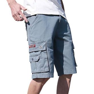Generic Pantalon cargo pour homme - Style d&eacute;contract&eacute; - Pour l&eacute;t&eacute; - Confortable - Streetwear - Couleur unie - Coupe ample, gris, 48