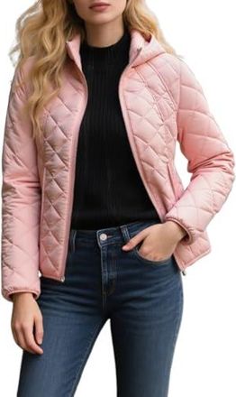 Generic Vestes dhiver l&eacute;g&egrave;res pour femmes, manteau chaud et d&eacute;contract&eacute;, v&ecirc;tements dext&eacute;rieur &agrave; capuche, doux, confortables, isol&eacute;s, coupe-vent, rose, XXL