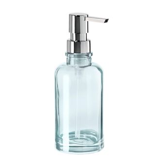 Oggi Round Glass Soap Dispenser Seifen-und Lotionspender, Glas, Aqua