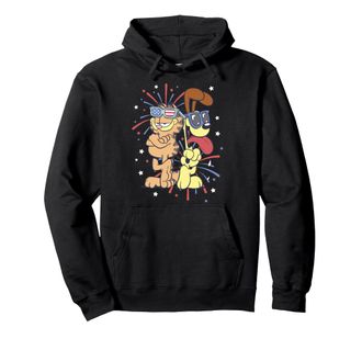 Garfield 4th of July Garfield & Odie Back to Back Fireworks Pullover Hoodie