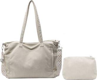 Generic Sac fourre-tout en velours côtelé pour femme avec sangle réglable - Grand sac besace avec pochette - Sac à main tendance et décontracté pour le travai