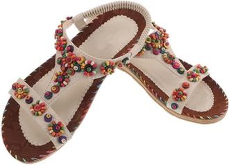 Holibanna Sandales Plates pour Femme Légères et Confortables Sandales à Sangle Cheville Chaussures de Marche Décontractées et Antidérapantes Style Estival Plage