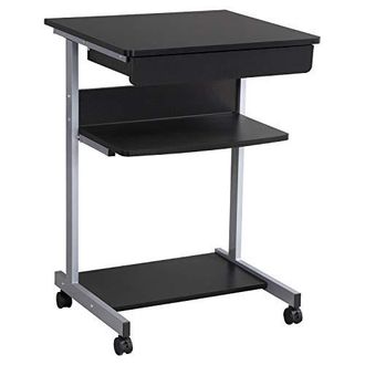 Yaheetech Computertisch Schreibtisch PC Tisch Schublade mit 4 Rollen ca. 56 x 51 x 79 cm schwarz