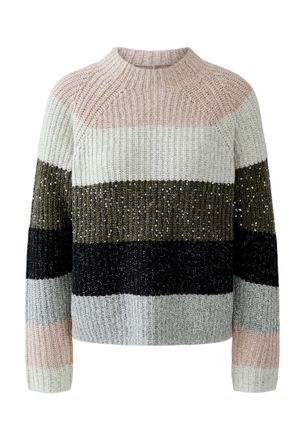 Oui Damen Pullover oversized geschnitten Gestreift