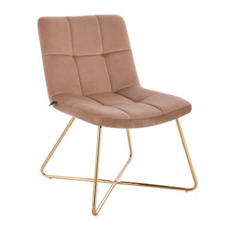 SVITA Lynn Sessel Flauschig Stuhl Gem&uuml;tlich Loungesessel Cocktailsessel Clubsessel Polsterstuhl ohne Armlehnen Goldene Beine Samt-Polster Beige
