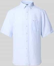 Fynch-Hatton Regular Fit Leinenhemd mit Button-Down-Kragen