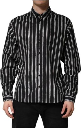 Dolce & Gabbana Homme, Chemises, Noir, Taille: L Chemise habill&eacute;e formelle en coton ray&eacute;