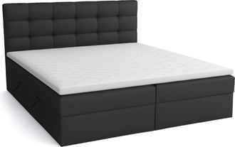 Generic FEDVE Boxspringbett 140x200 Schwarz - Tomori - Praktisches Bett mit Bettkasten - Stabiles Kopfteil Bett mit Matratze - Solid Doppelbett mit Stauraum z