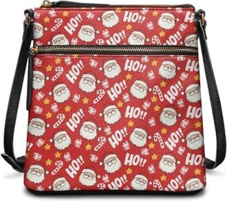 Coloranimal Petit sac &agrave; bandouli&egrave;re pour femme - Sac &agrave; main r&eacute;glable sur le th&egrave;me de No&euml;l - Sacoche zipp&eacute;e, Joli P&egrave;re No&euml;l