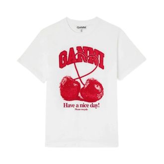 Ganni T-shirt &agrave; bordure perl&eacute;e - Femme - Tops - Blanc - Taille: 40 FR