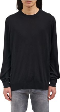 Paolo Pecora Homme, Pulls, Noir, Taille: XL Maglia Girocollo in Seta