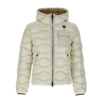 Blauer Homme, Vestes, Blanc, Taille: XL Veste en nylon hydrofuge à motif à carreaux