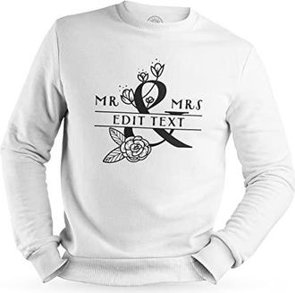 Fabulous Sweat Shirt Homme Mr & Mrs Floral Custom Names and Text Gift Ideas Celebration Wedding Personalized Marriage