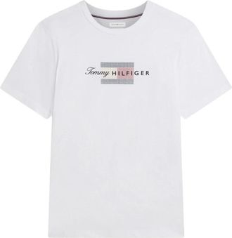Tommy Hilfiger Script Flag Regular Tee - - Tops - Herren - Wei&szlig; - L
