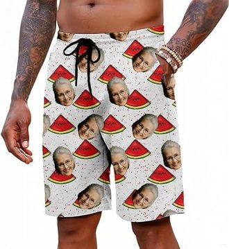 Generic Boxer de Bain Personnalisée de Visage drôle de Photo Maillot de Bain Personnalisable Shorts de Bain Homme Slip de Bain hawaïenne Calecon de Bain Homme