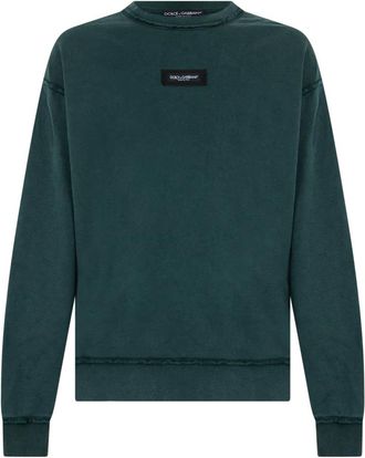 Dolce & Gabbana Homme, Sweatshirts et sweats &agrave; capuche, Vert, Taille: L SweaT-shirt en coton Effet Vintage et Logo
