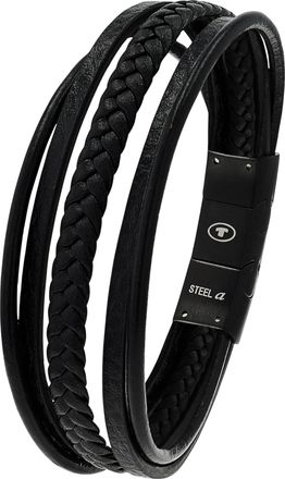 Tom Tailor Tom Tailor Armband f&uuml;r Herren, Edelstahl und Leder, 20+1,5 cm, schwarz, Geschenkidee, Armschmuck, Herrenschmuck, 2100693