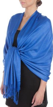 Sakkas 198cm x 71cm Touché soyeux Couleur Unie Type Pashmina Châle/Echarpe/Etole - Royal Bleu