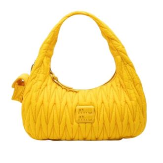 Miu Miu Pre-owned Sac bandouli&egrave;re en nylon et cuir Matelass&eacute; Miu Wander - Femme - Pre-owned - Jaune - Taille: ONE Size