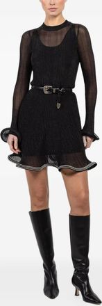 SIMKHAI ruffled long-sleeve mini dress - Schwarz