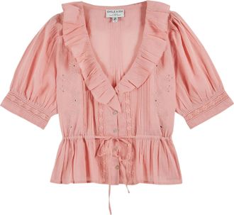 Emile Et Ida Blouse Volants Brod&eacute;e Coton Emile et Ida