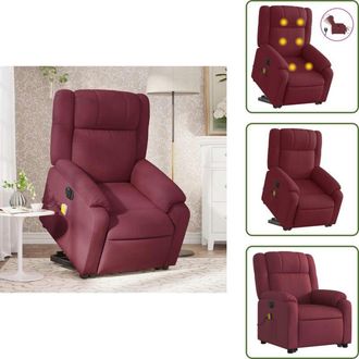 vidaXL Elektrischer Massagesessel mit Aufstehhilfe Weinrot Stoff - Elektrischer Massagesessel - Relaxsessel - Fernsehsessel - Beistelltisch - Lounge Chair