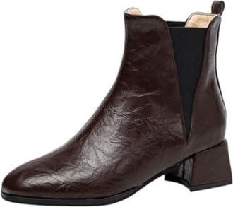 Generic Bottines Chelsea Femme Chic Bout Carré Talon Bloc Panneaux Élastiques Enfiler Semelle Rembourrée Cuir Synthétique Confortable Mode Bureau Quotidien,Ma