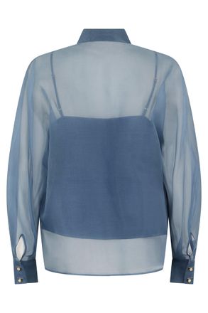 Max Mara Womens Silk Shirt With Embroidery - Aviation Blue