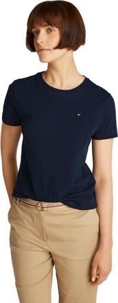 Tommy Hilfiger Damen T-Shirt Kurzarm Slim mit Rundhalsausschnitt, Blau (Dark Night Navy), M