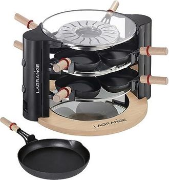 Lagrange Appareil &agrave; raclette 8 personnes, Fabrication fran&ccedil;aise, Po&ecirc;lon &agrave; reblochonnade, Repose po&ecirc;lons, 2 niveaux de cuisson, 2x450 W, Raclette Evolution, 149