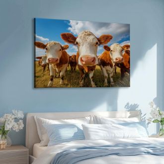 Generic Gro&szlig;es Leinwandbilder Wandbilder Naturlandschaft Kuh Tier bild auf leinwand Wandkunst Modern Aesthetic XXL Kunstdruck Deko f&uuml;r Wohnzimmer Schlafzimmer