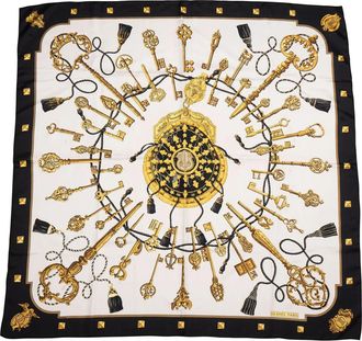 Herm&egrave;s T&uuml;cher & Schals - Hermes Classic Les Clefs Silk Carre 90 Scarf Tuc - Gr. unisize - in Schwarz - f&uuml;r Damen