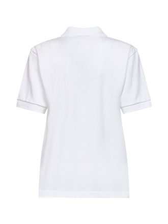Comme Des Gar&ccedil;ons Womens Polo Shirt White Cotton Red Heart Emblem Tops