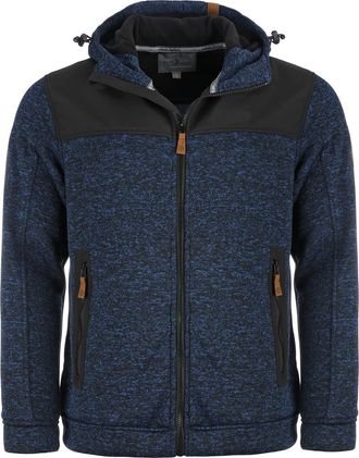 Blue Wave Herren Strickfleecejacke Fabio - Fleecejacke Strickjacke Jacke mit Softshell-Besatz in Marine Gr&ouml;&szlig;e 6XL