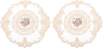 Valiclud 2 St&uuml;ck Spitzen Platzsets aus Milchseide Beige Spitzen Untersetzer und Tischsets Dekorative Foto Requisiten f&uuml;r Zuhause und Feierlichkeiten